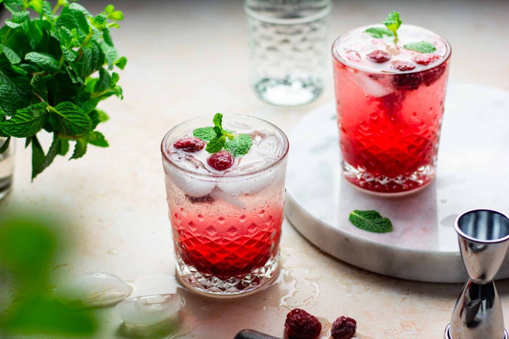 Raspberry Rose Gin Fizz - Lime Thyme